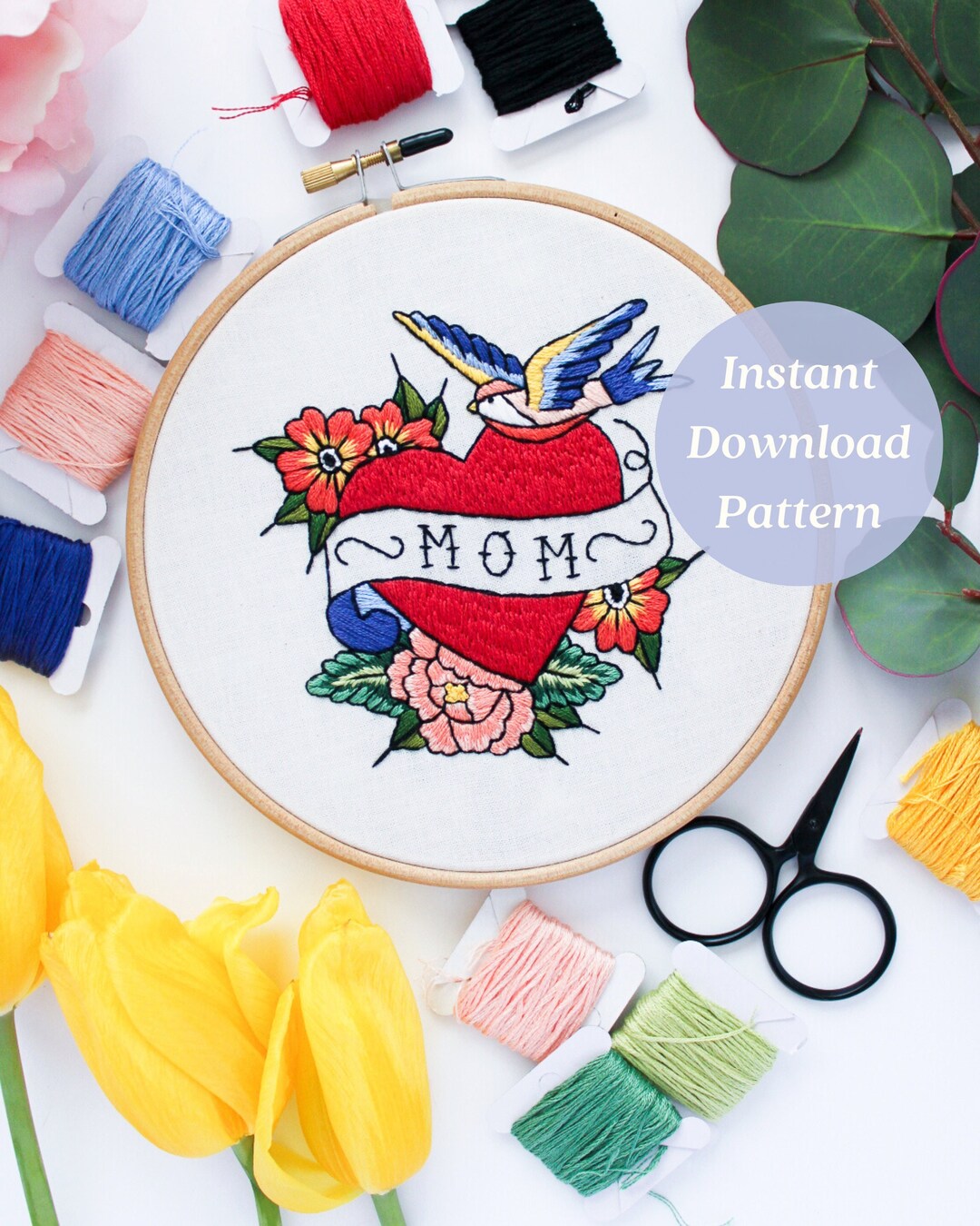 Mom Tattoo Embroidery Pattern, Mother's Day Embroidery Design, Mom ...