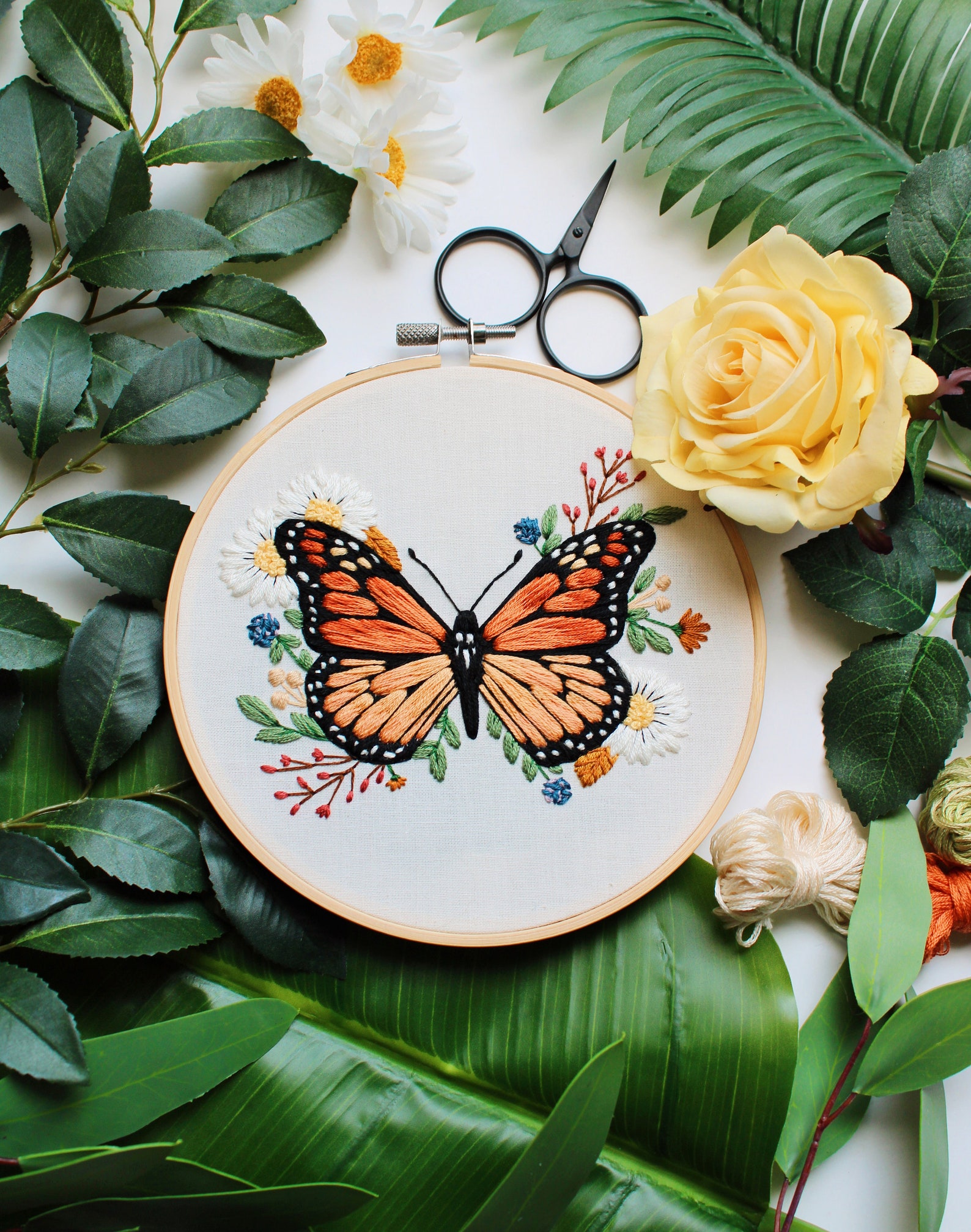 Monarch Embroidery Pattern Hand Embroidery Botanical | Etsy