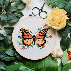 Monarch Embroidery Pattern Hand Embroidery Botanical - Etsy