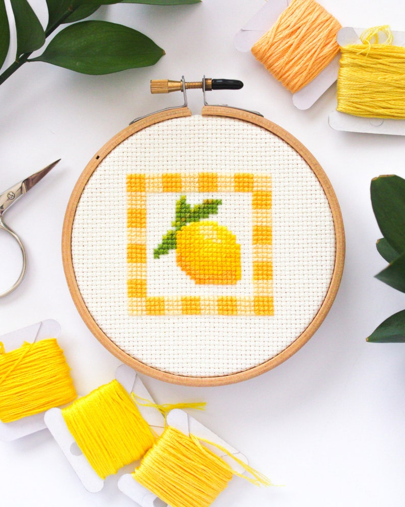 Lemon Cross Stitch Pattern, Beginner Friendly Cross Stitch, Kitchen Art ...