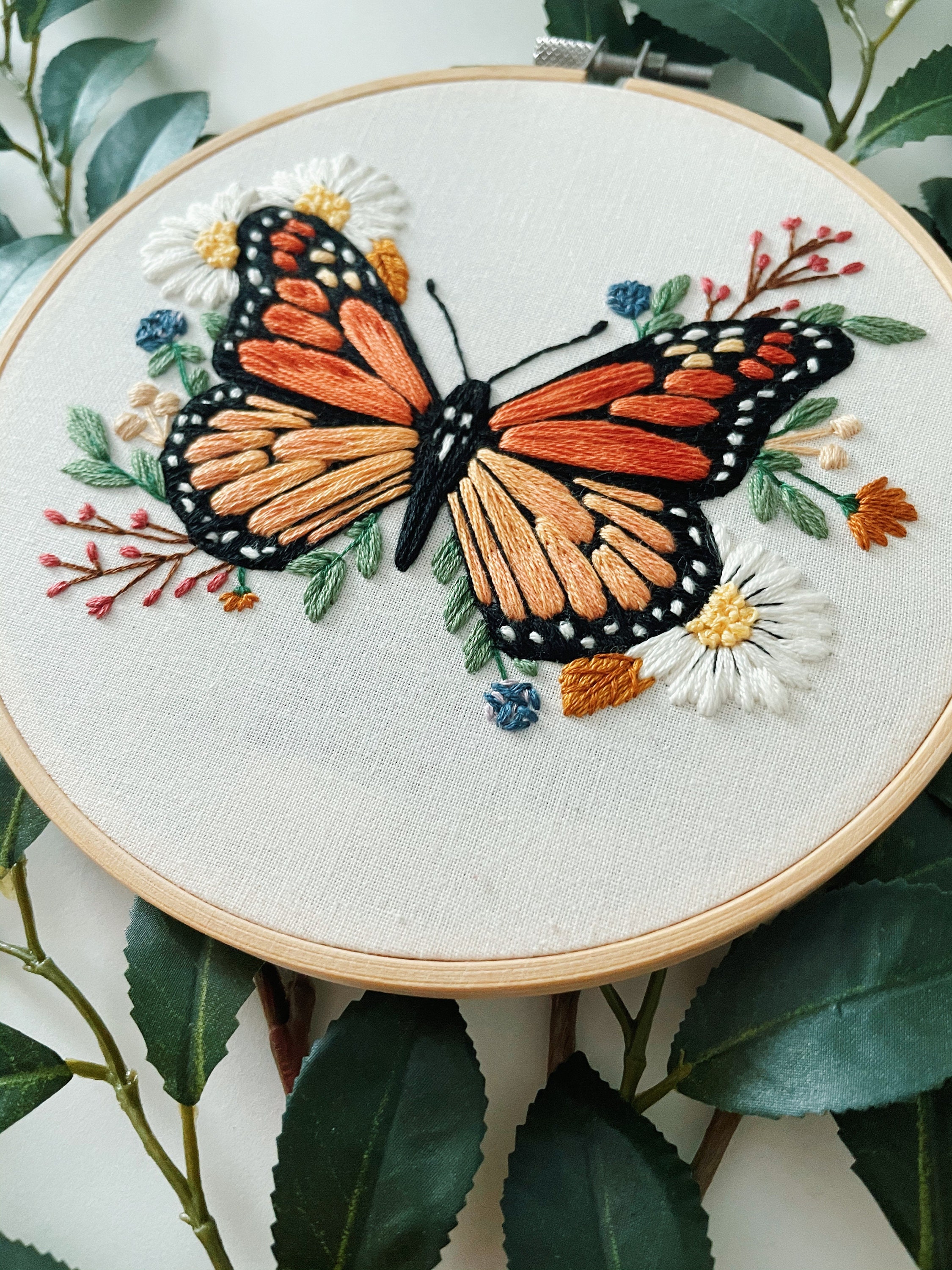 Monarch Embroidery Pattern Hand Embroidery Botanical | Etsy
