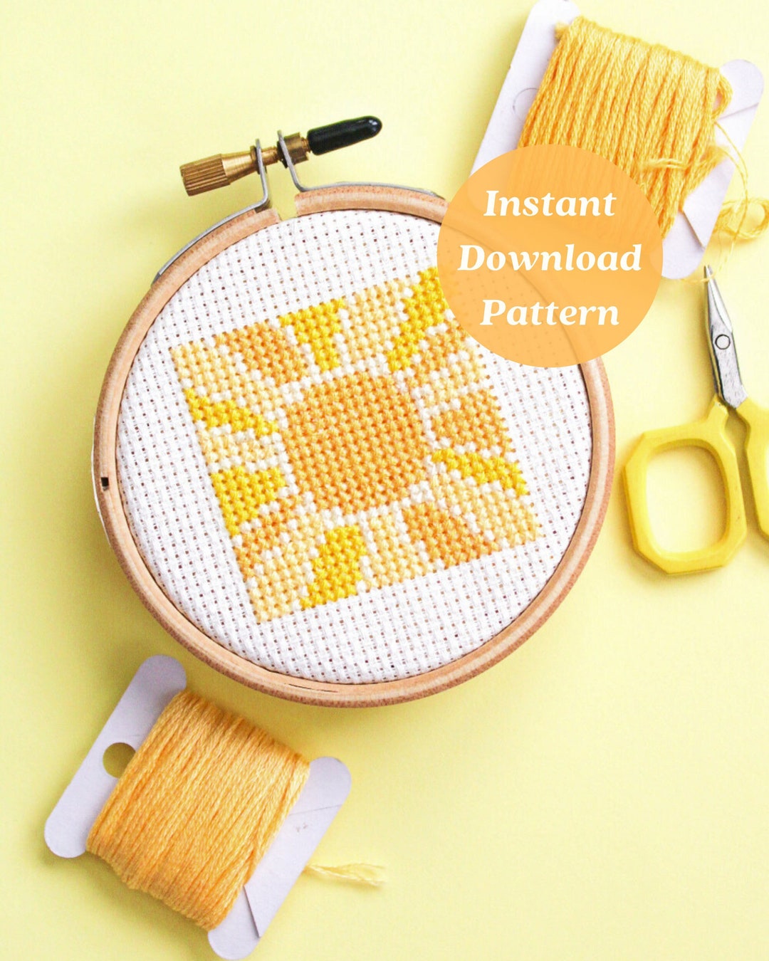 Mini Sunshine Cross Stitch Pattern, PDF Cross Stitch Download, Yellow ...
