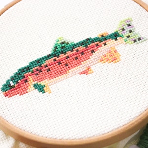 Rainbow Trout Cross Stitch Pattern, Fish Craft, Trout Pattern, Outdoor ...