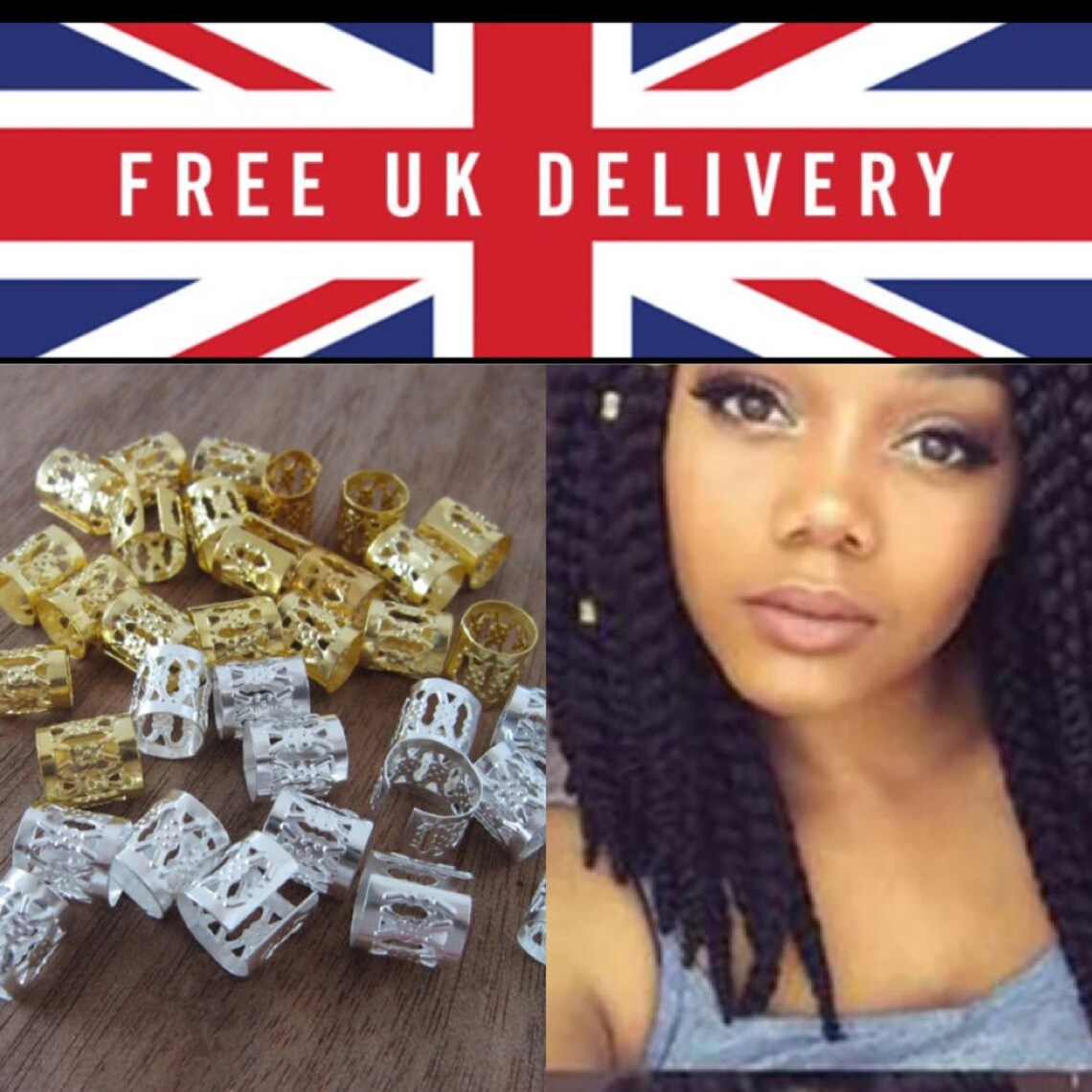 25 Gold Adjustable Hair Cuff/Bead for Dreadlocks Box braids | Etsy