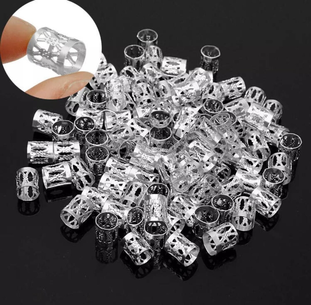 50 Silver Dreadlock Cuff Clips/beads - Etsy