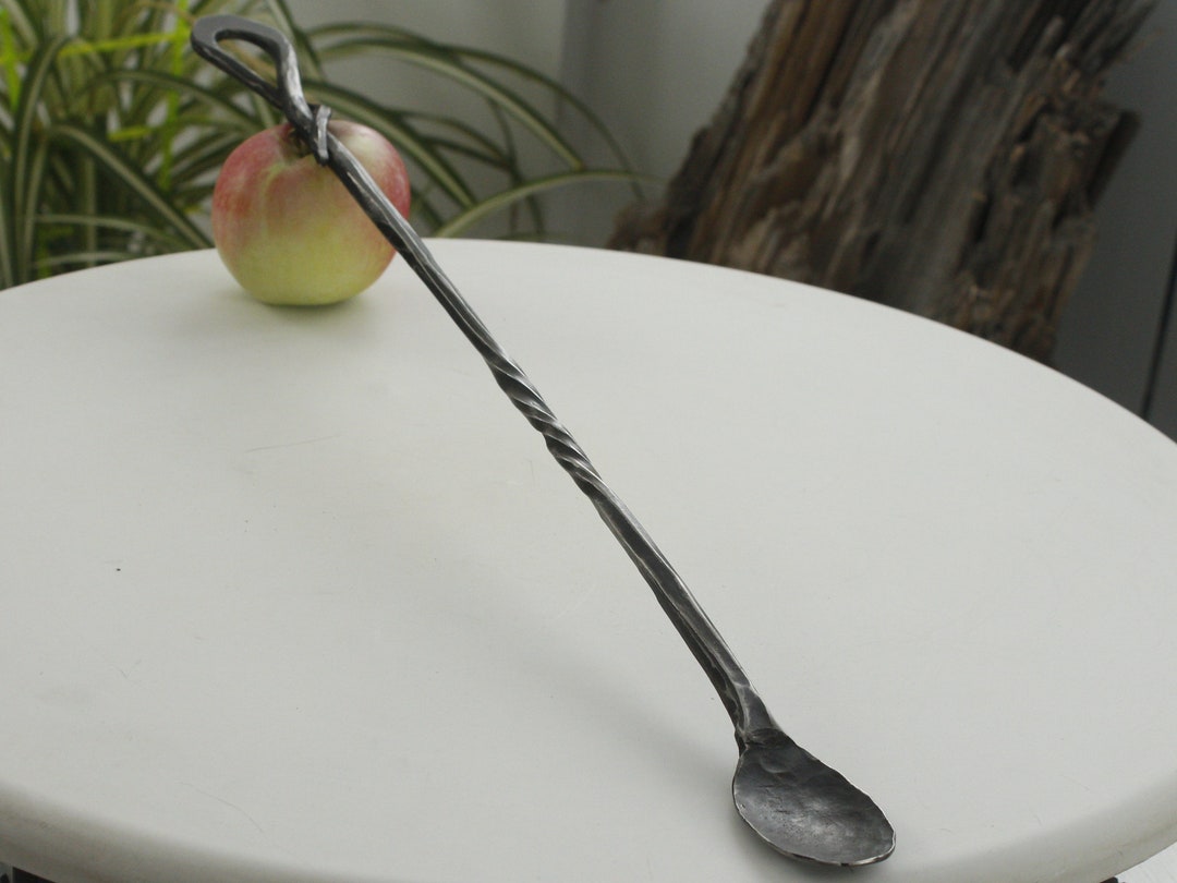 Hand Forged Long Serving Camp Spoon. Steel Spoon With Long - Etsy