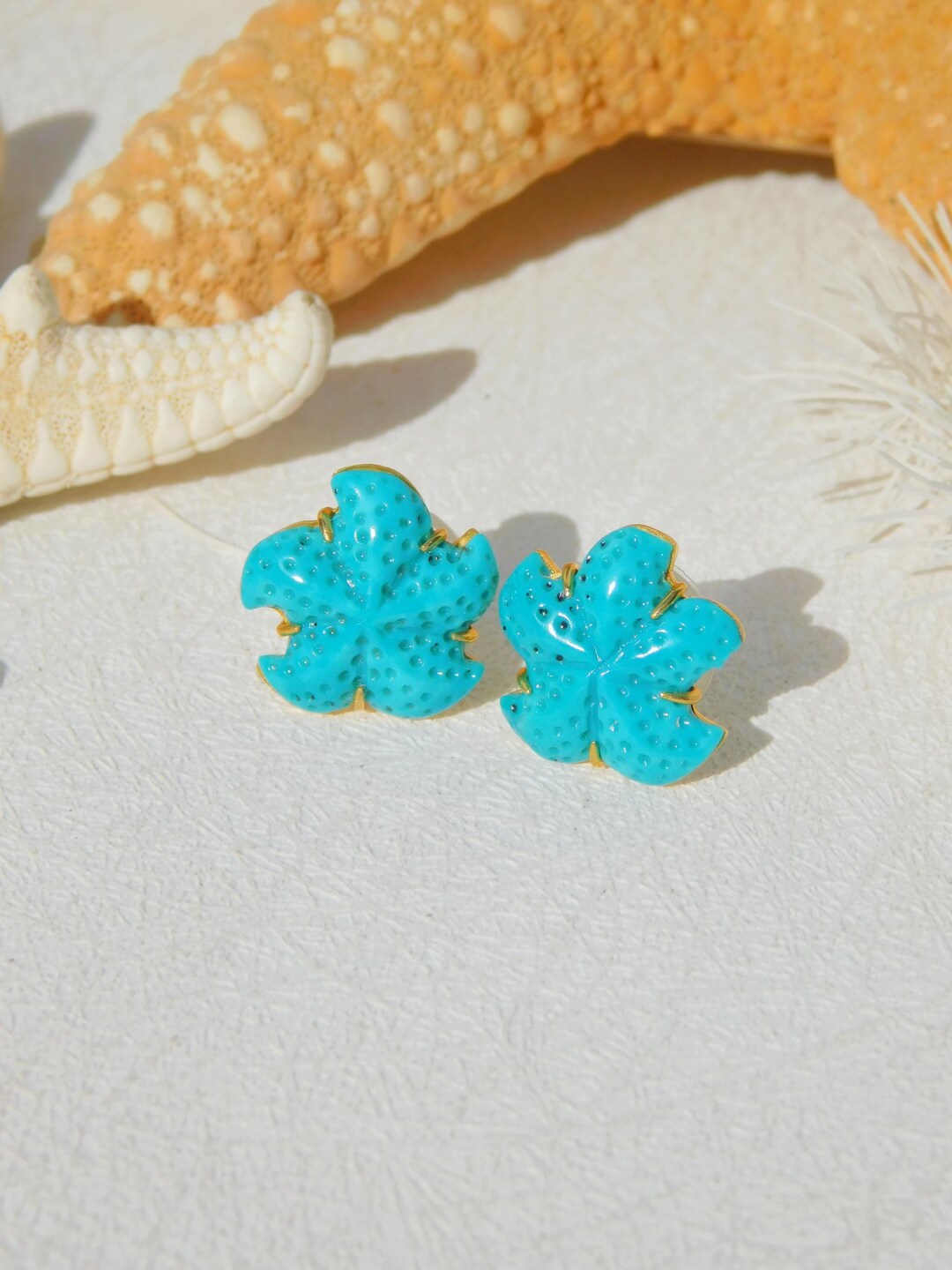 Sleeping Beauty Turquoise Realistic Starfish Studs | 16-17mm | Solid ...