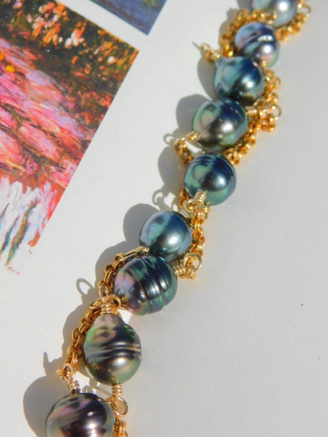 AAA Circled Tahitian Pearl Chain Necklace | Tin Cup Necklace | Gold ...