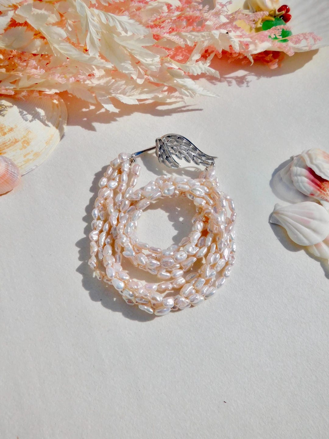 Braided Freshwater Pearl Necklace | Baby Pink Keshi Pearls | Multi ...