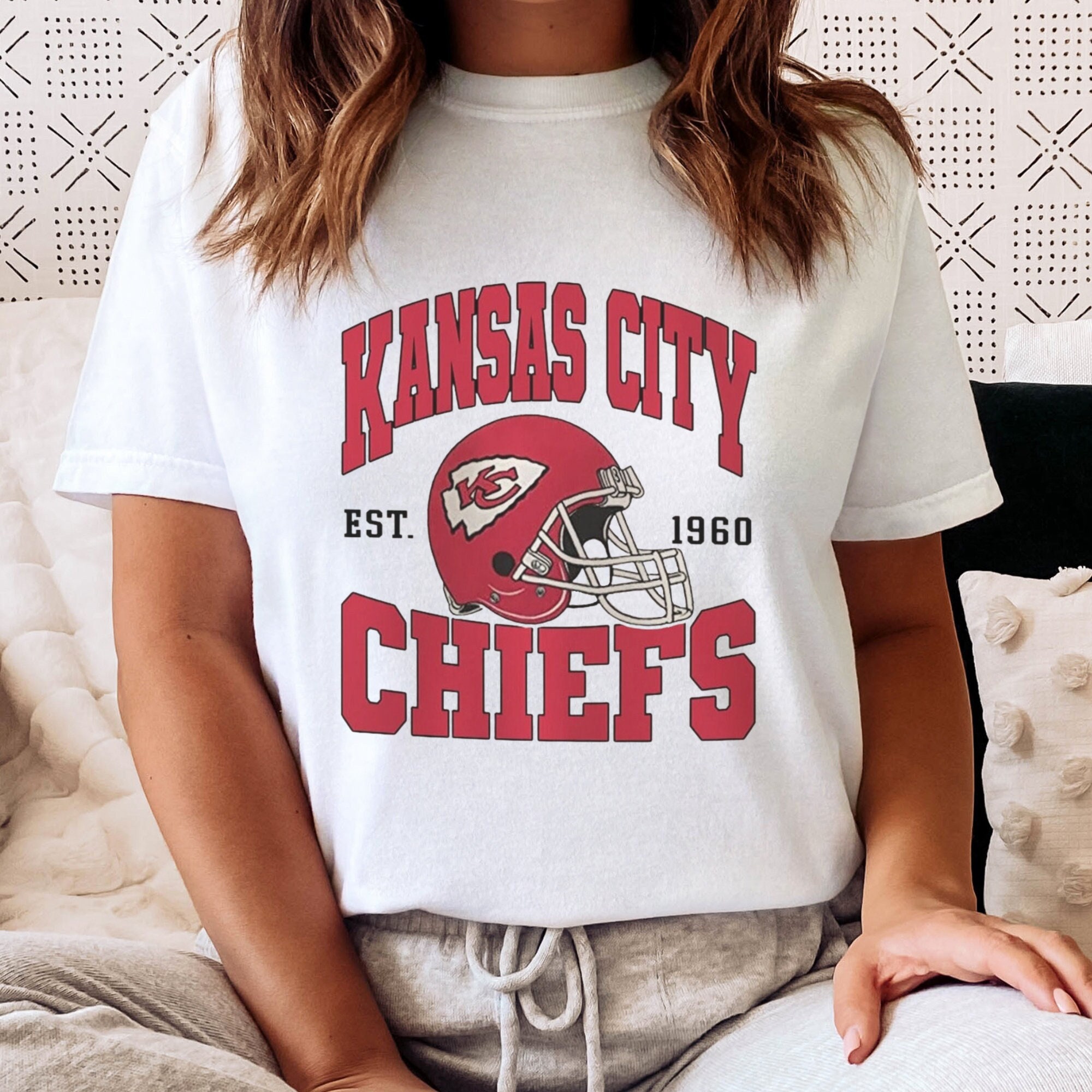 Kansas City Chiefs Football Crewneck Tee | Retro Chiefs Shirt