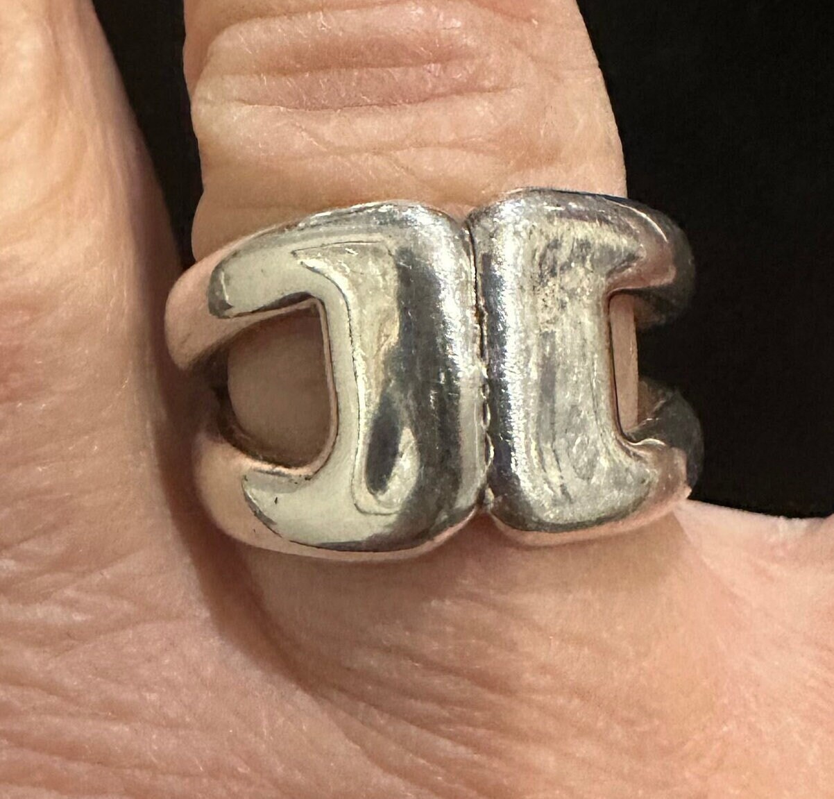 Vintage Sterling Silver Electroform Modernist Ring Signed Bat Ami Size ...