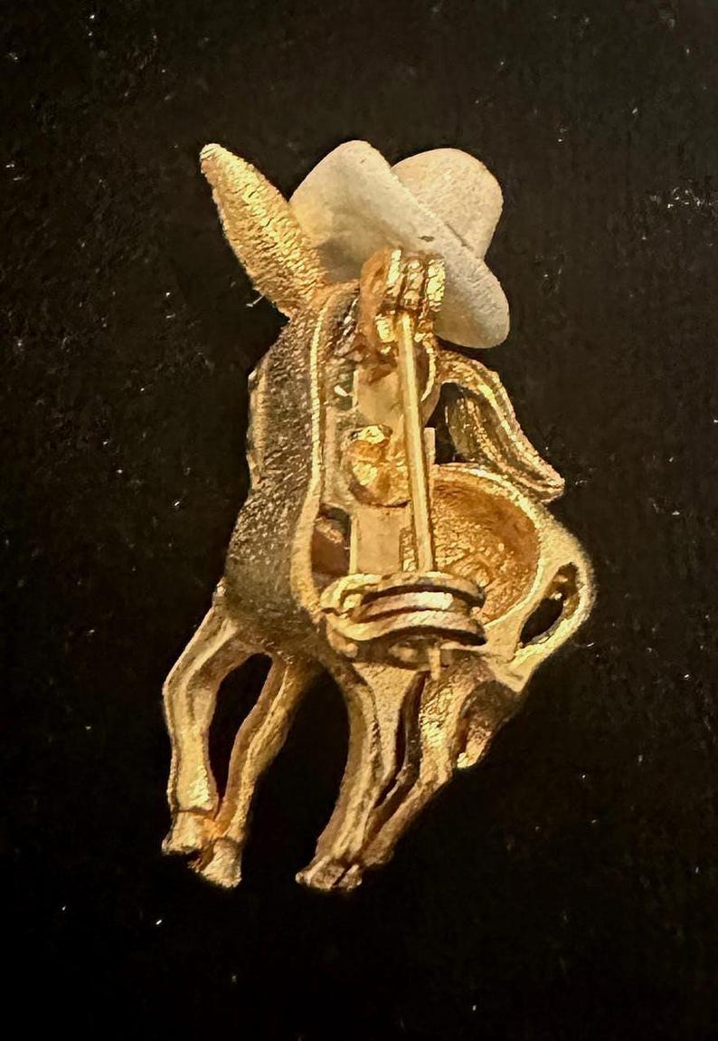 Vintage Gold Tone Figural Donkey Pin With Enamel Hat Signed Roma - Etsy