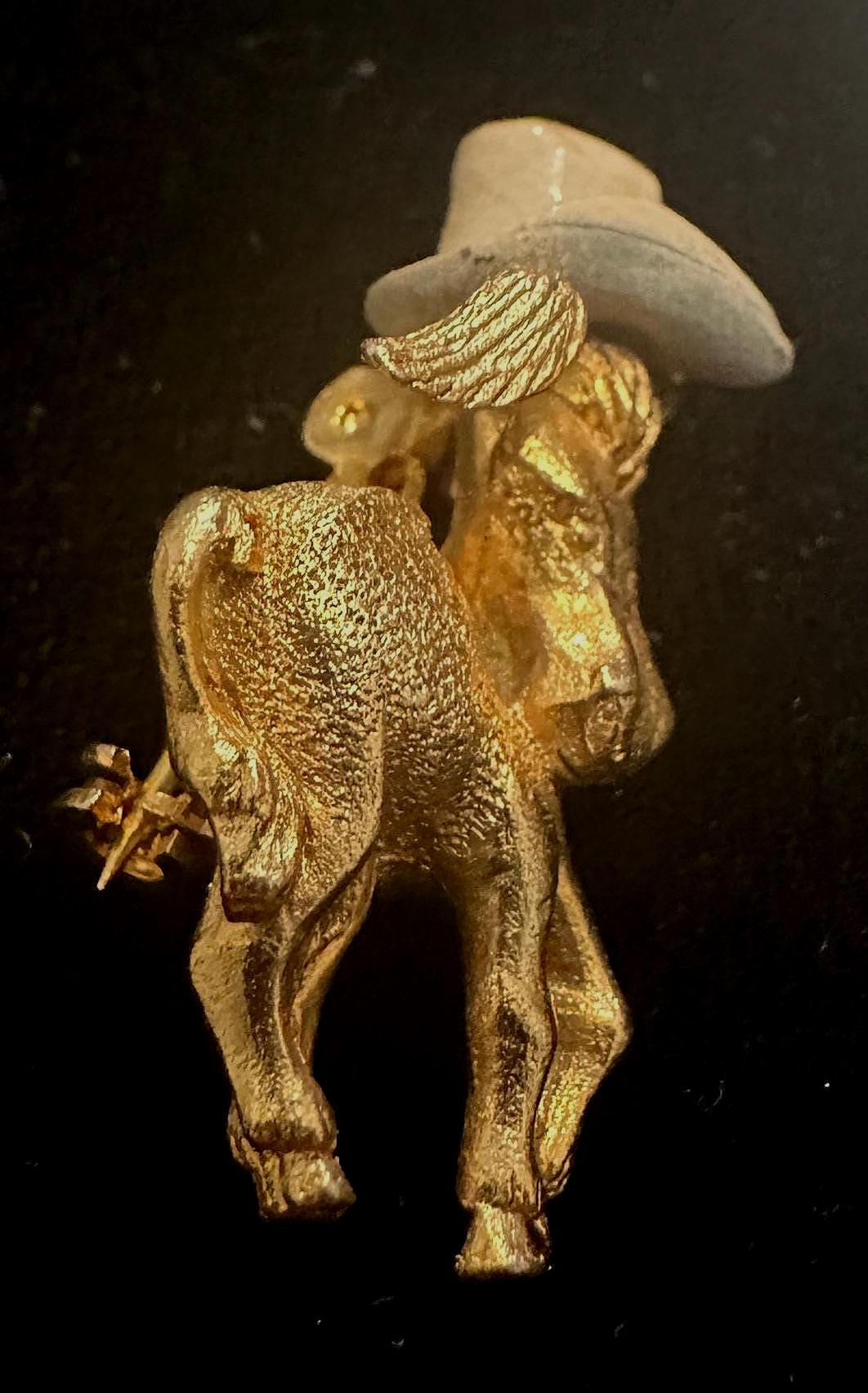 Vintage Gold Tone Figural Donkey Pin With Enamel Hat Signed Roma - Etsy
