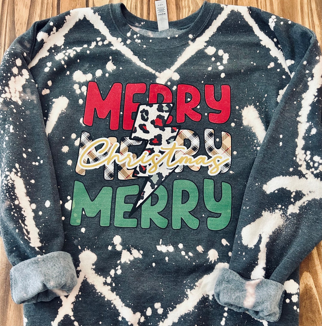 Merry Christmas Bolt Bleached - Etsy