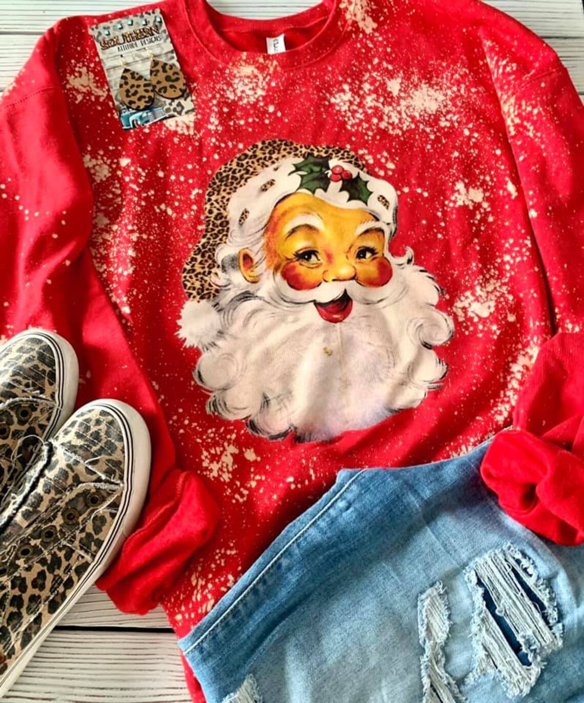 Bleached Leopard Santa - Etsy
