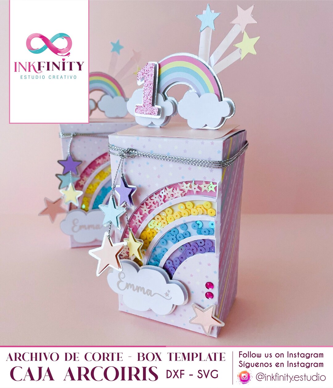 Rainbow Shaker Box Cutting File - DXF and SVG for Cameo and Cricut - Etsy