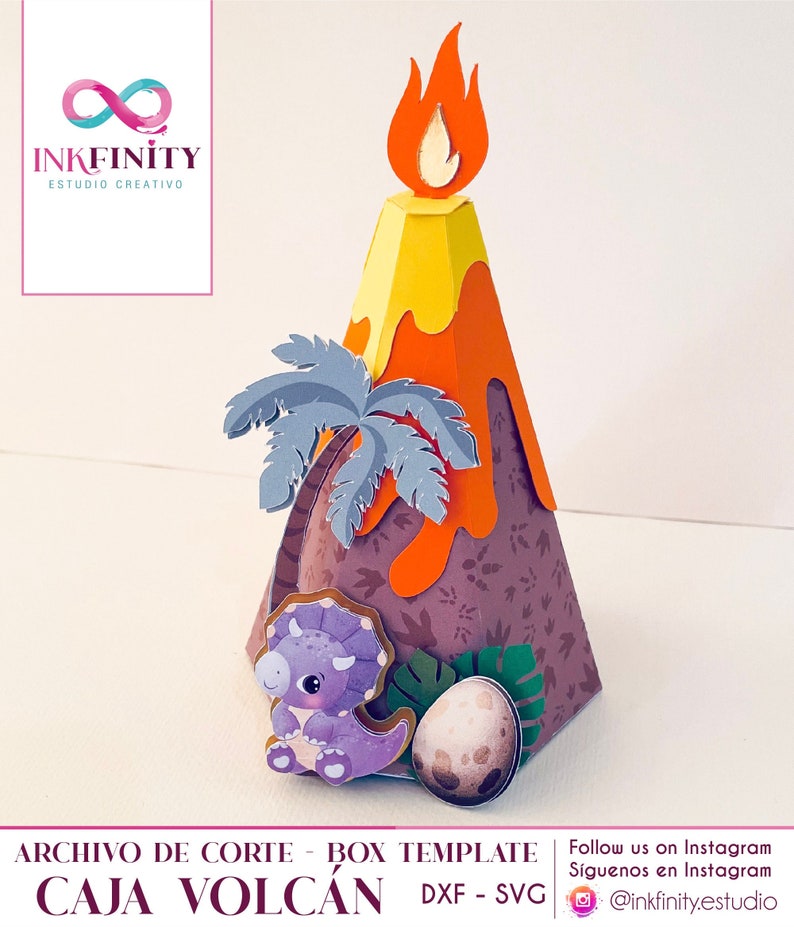 Volcano Box Cutting File - Archivo De Corte Volcán - Molde Caixa Vulcão ...