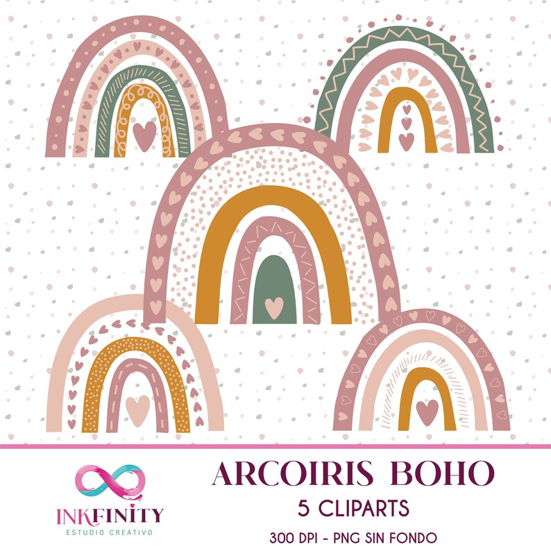 Cliparts Boho Rainbows Pastel Colors PNG - Etsy