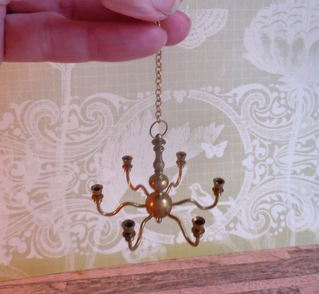 Clare-bell Brass Chandelier ~ Non Electric ~ Dollhouse Miniatures - Etsy