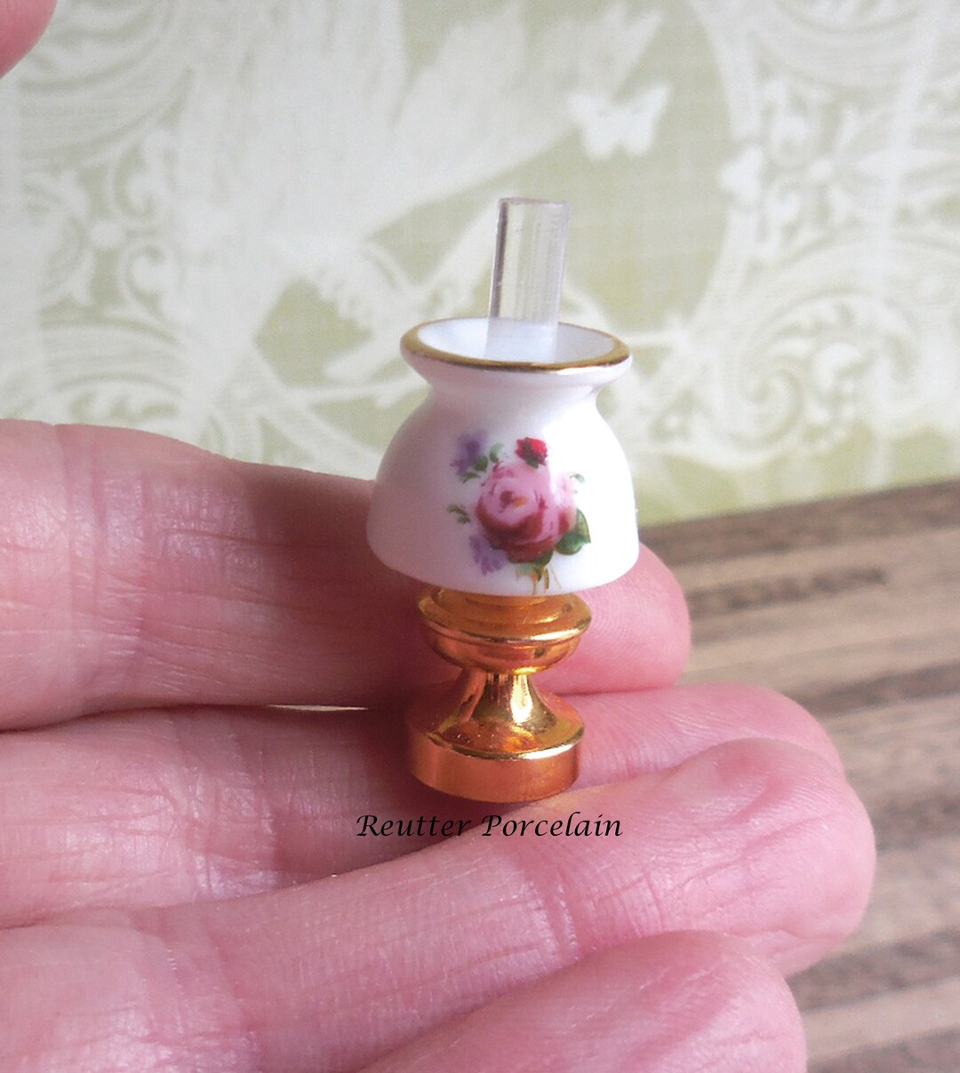 Petite Roseband Lamp Reutter Porcelain Non Electric Dollhouse Miniature ...