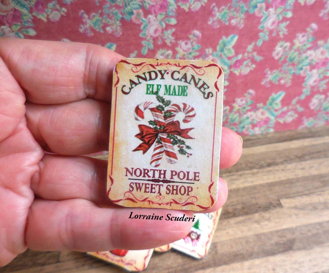 North Pole Candy Canes ~ Christmas Sign ~ Dollhouse Miniatures - Etsy