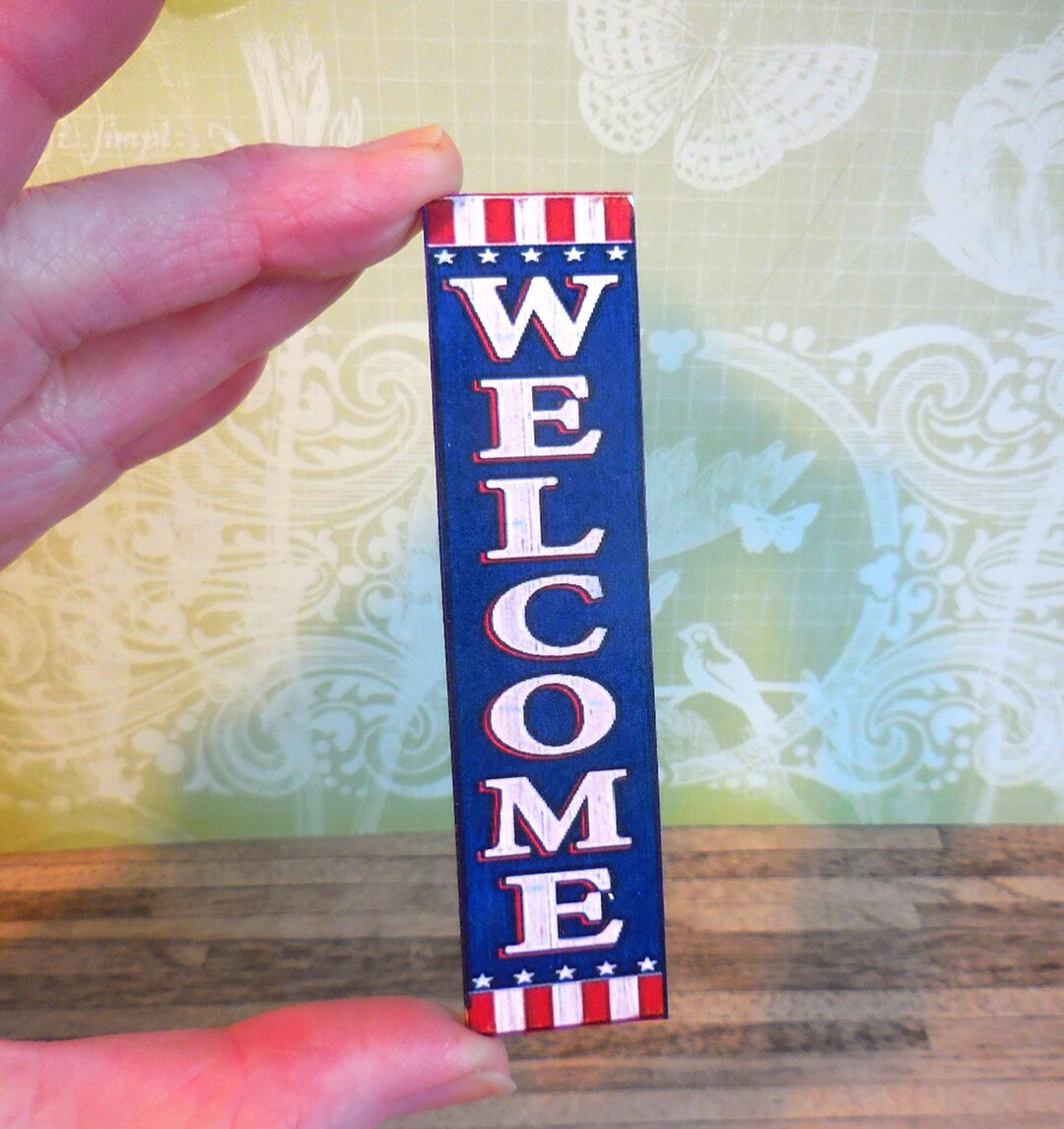 Americana Welcome Porch Sign ~ Patriotic ~ Dollhouse Miniatures - Etsy