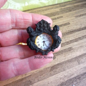 RARE Bodo Hennig Working Black Figurine Wall Clock Dollhouse Miniature ...