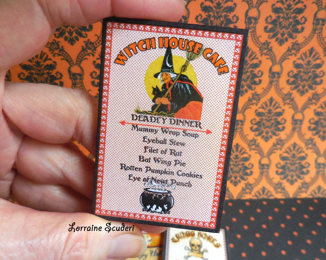 Halloween ~ Witch House Cafe Menu Boards and Signs ~ Dollhouse ...