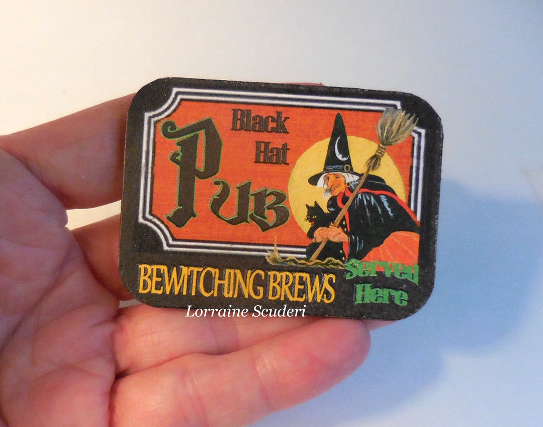 Black Hat Bewitching Sign ~ Halloween ~ Dollhouse Miniature - Etsy