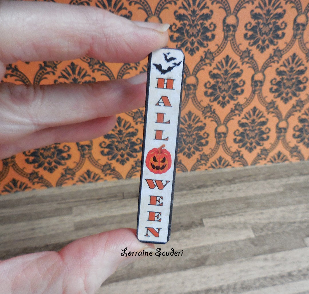 Halloween Scary Pumpkin Sign ~ Dollhouse Miniature - Etsy