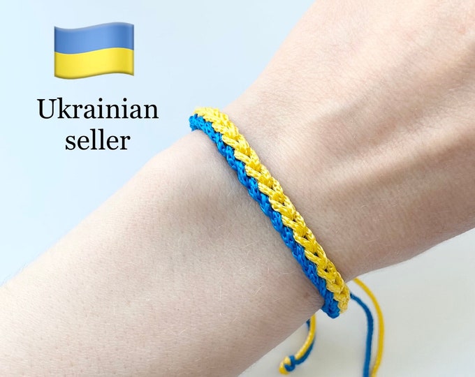 Friendship Bracelet With Ukrainian Trident. Ukrainian Flag Colours ...