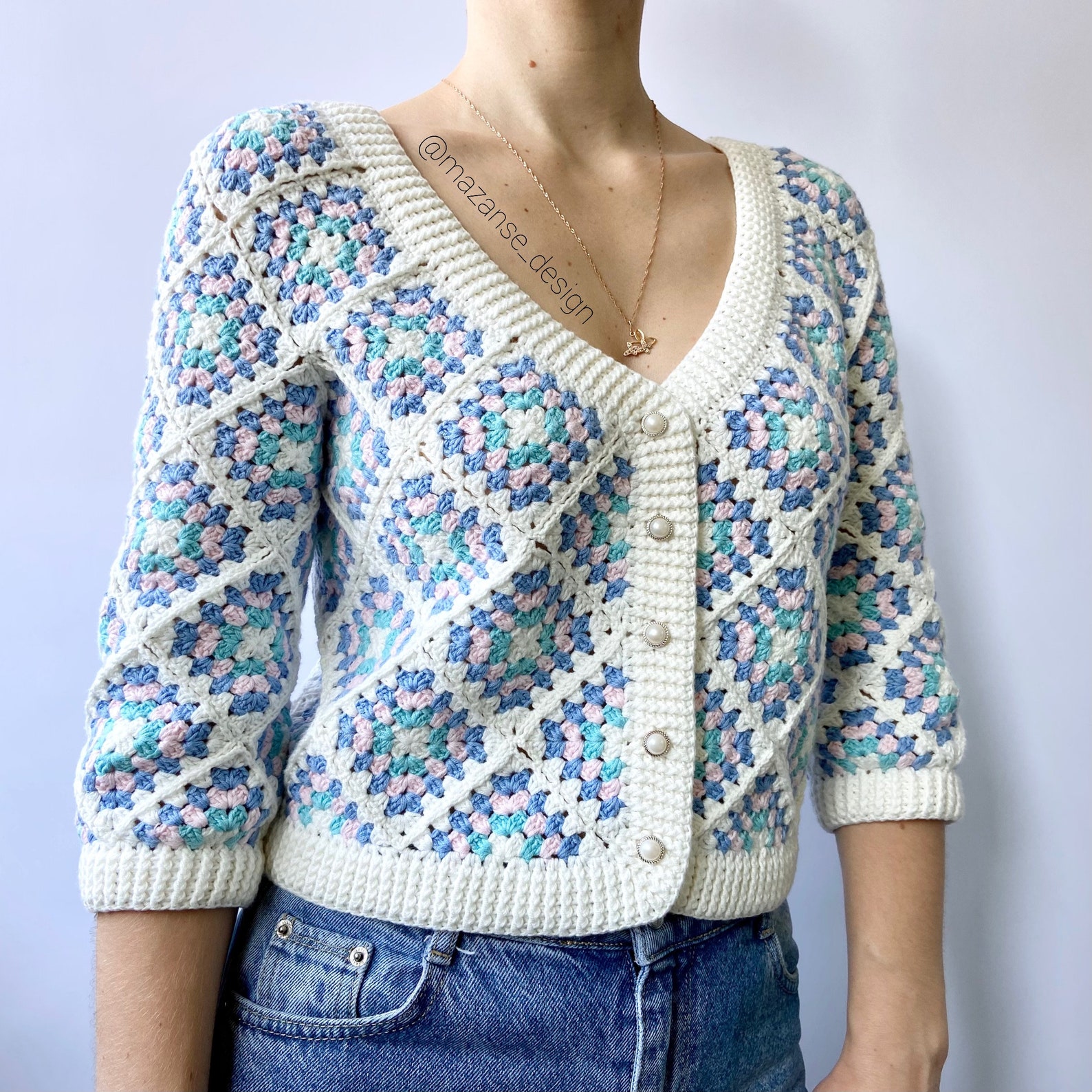 Crochet Granny Square Sweater Patchwork Sweater Rhombus - Etsy