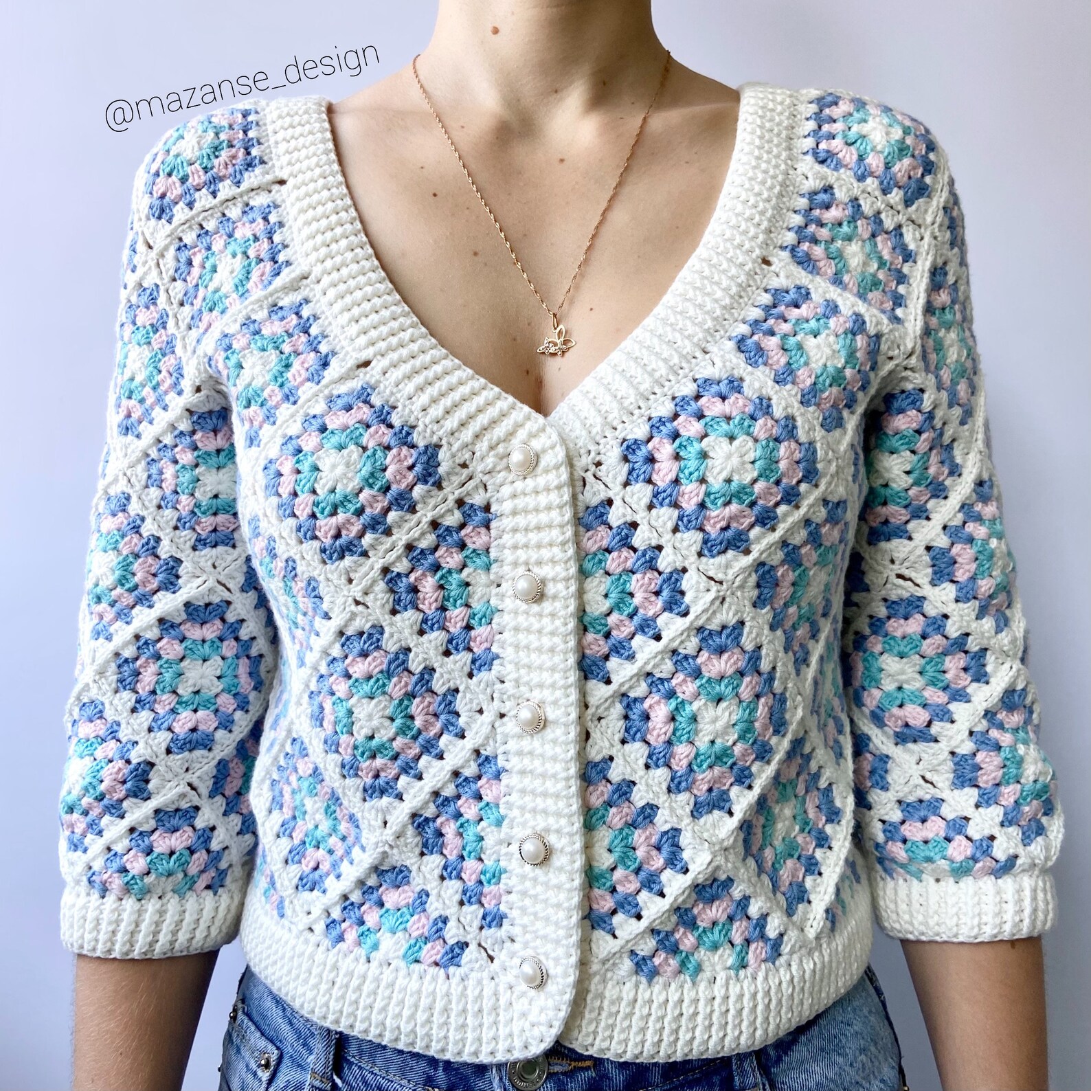 Crochet Granny Square Sweater Patchwork Sweater Rhombus - Etsy