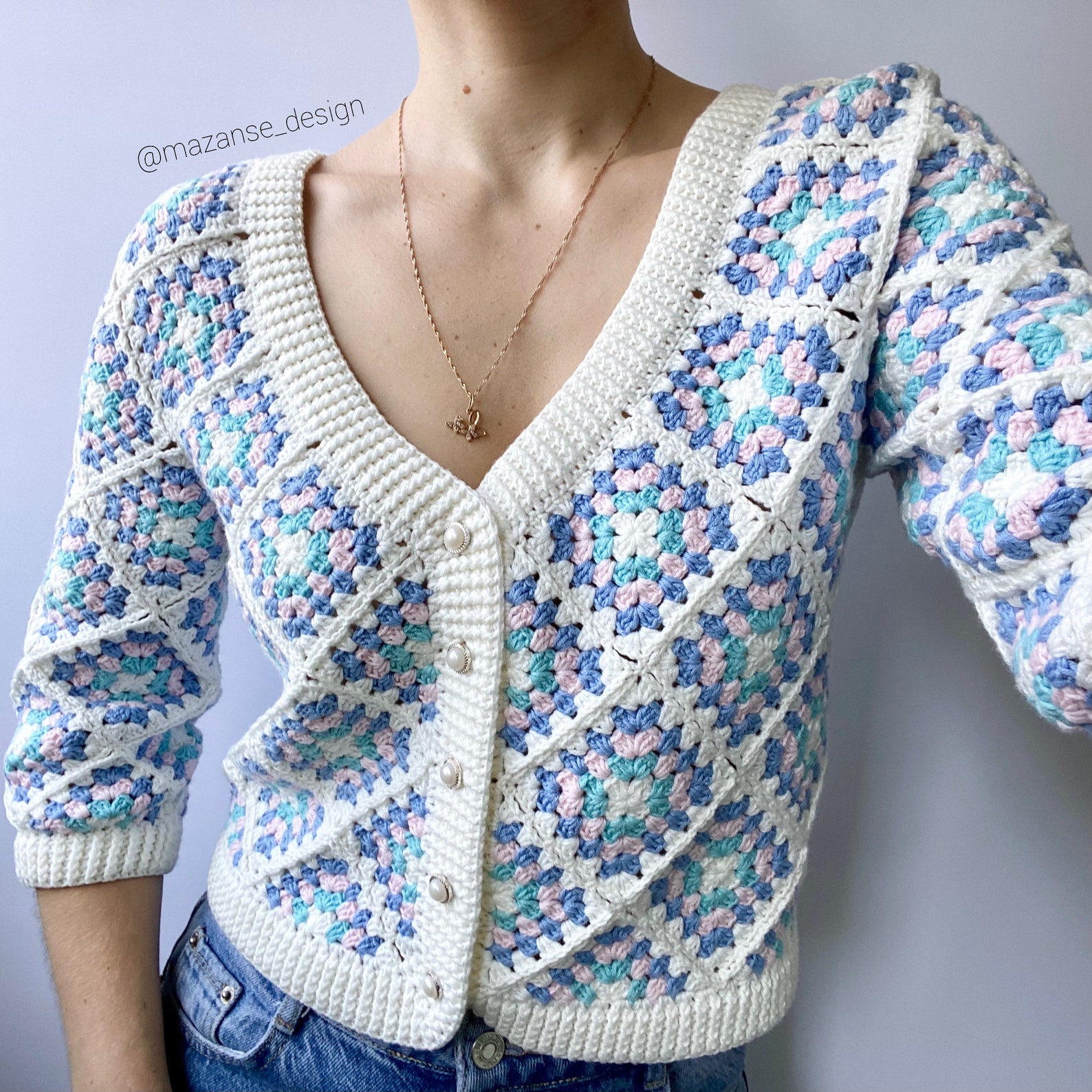Crochet Granny Square Sweater Patchwork Sweater Rhombus - Etsy