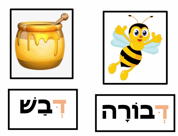 Hebrew Memory Game \ Flashcards Word and Picture, Hebrew Memory Game ...