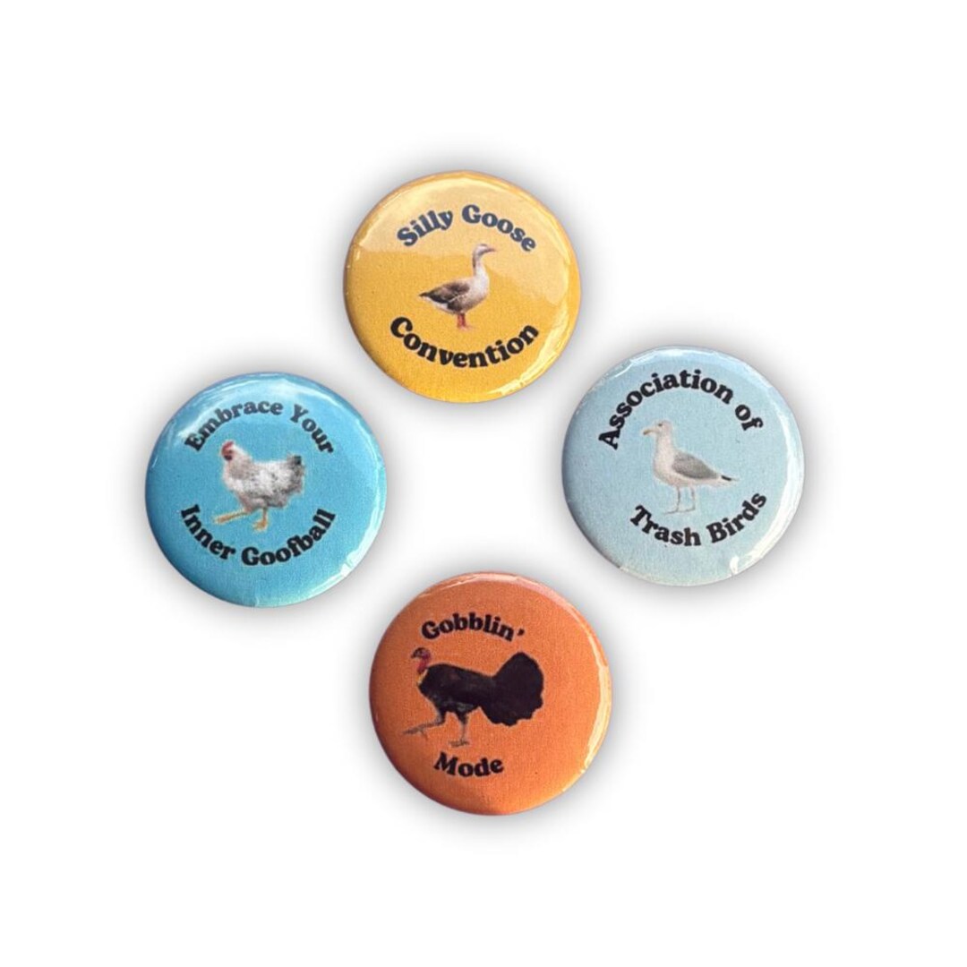 Funny Assorted 1.25” Bird Badges | Handmade in NH | Stocking Stuffer ...