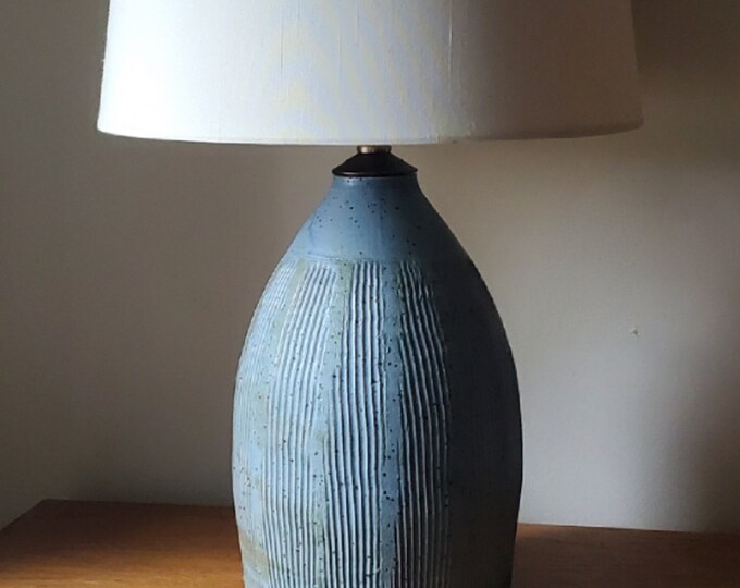 Handcrafted Ceramic Lamp Textured Tall Oval Blue - Etsy