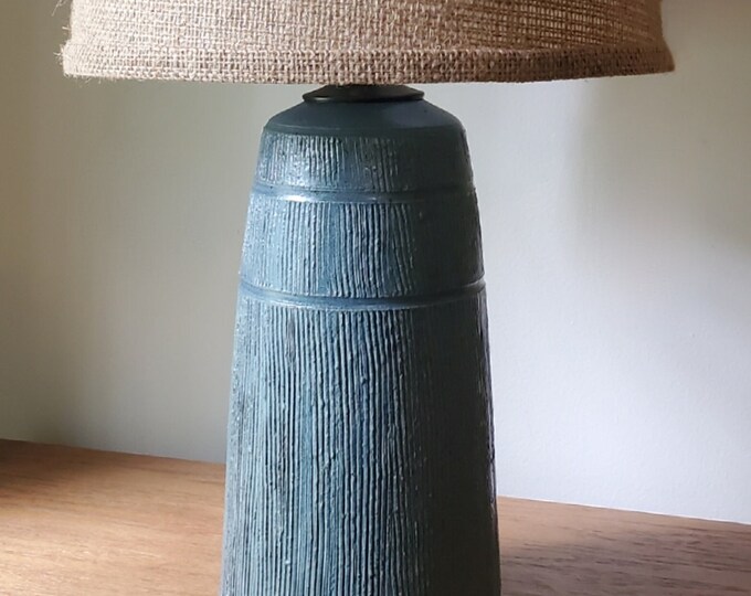 Handcrafted Ceramic Lamp Textured Square Blue - Etsy