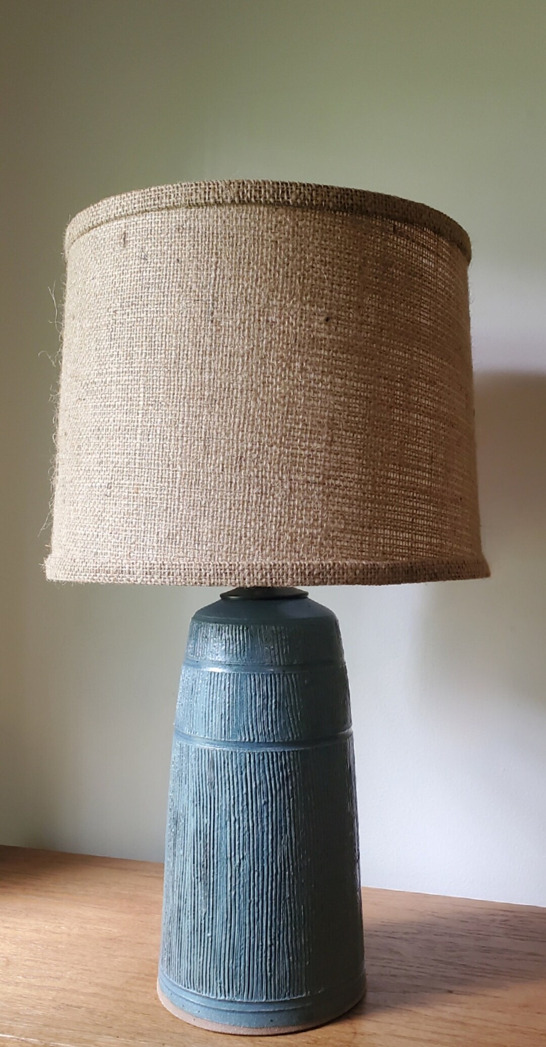 Handcrafted Ceramic Lamp Textured Square Blue - Etsy