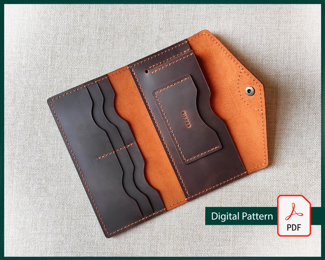 Leather Long Wallet Pattern: DIY PDF Template - Etsy