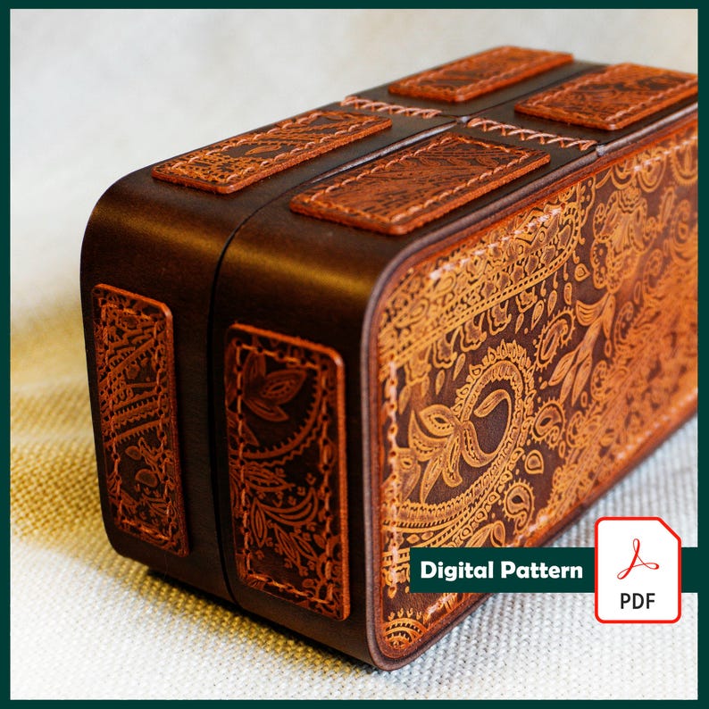 DIY Tooled Leather Jewelry Box Pattern: Rectangular Template (digital ...