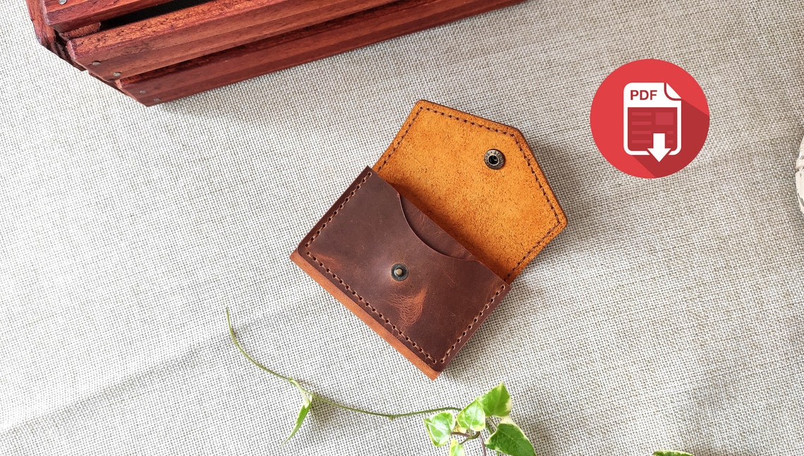Small Leather Wallet Pattern Digital Template PDF Compact | Etsy