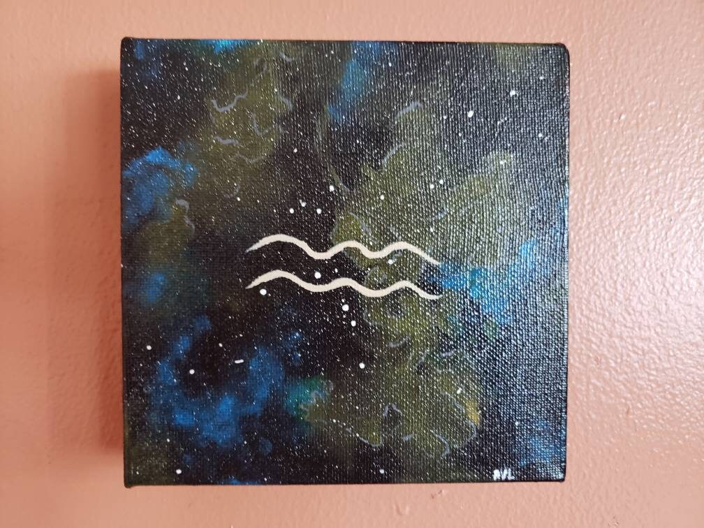 Painting Astrology I: Aquarius on 6x6in Stretched | Etsy