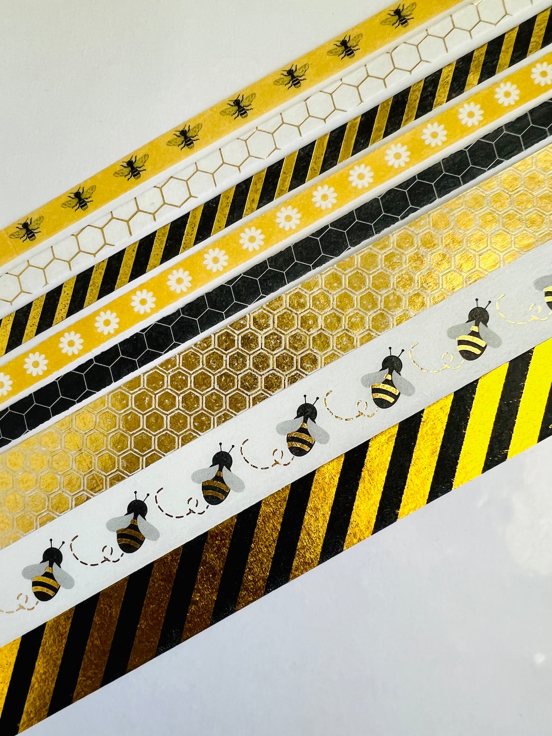 Bees, Bee, Honeycomb, Black and Gold, Skinny Tape, Gold Foil, Washi ...