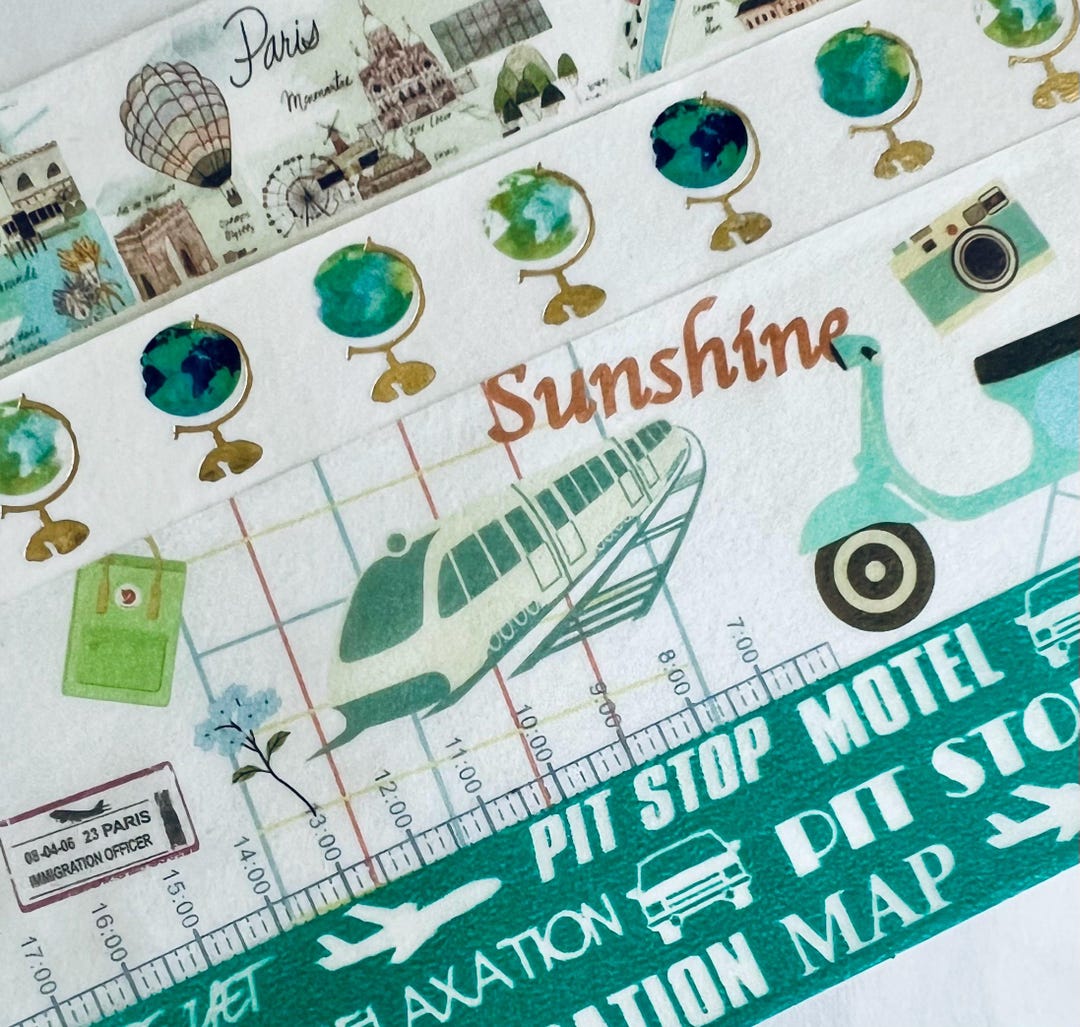 Travel, Map, Globe, Scooter, Journey, Road Trip, Washi Tape Samples - Etsy