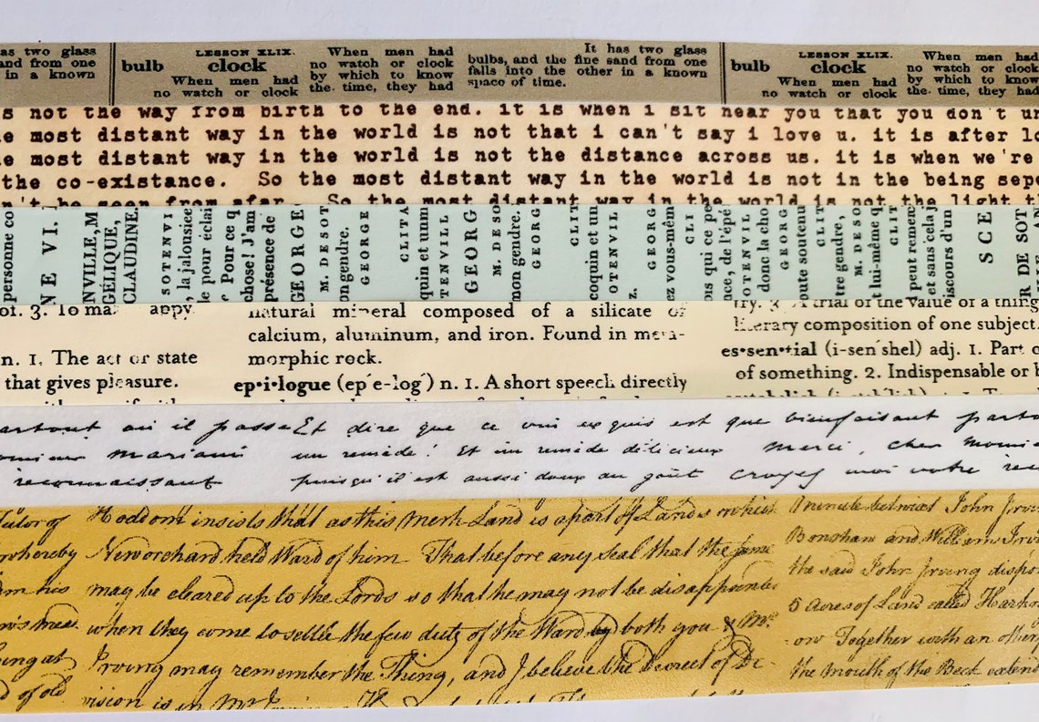 Black and White Script Text Dictionary Washi Tape SAMPLES - Etsy