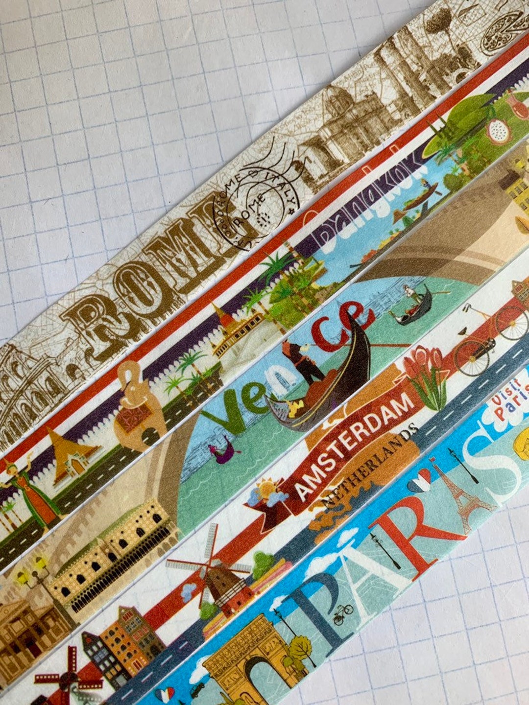 Rome, Venice, Bangkok, Amsterdam, Netherlands, Paris, Washi Tape Sample ...