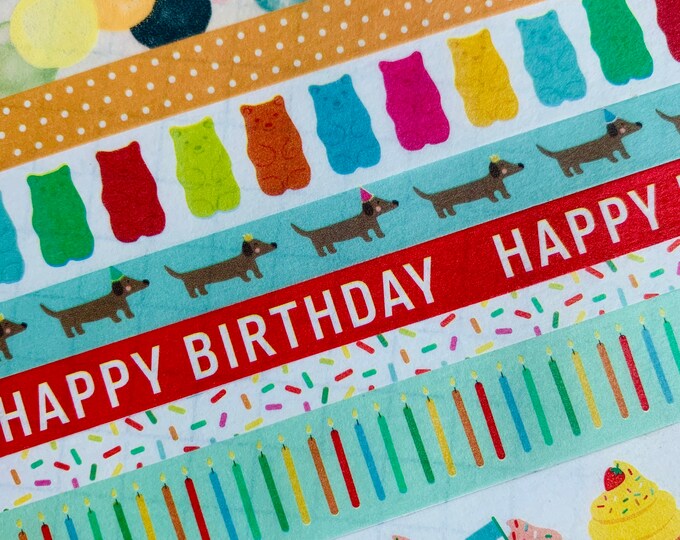 Happy Birthday, Diagonal Stripes, Bright Colors, Dots, Gummy Bears ...