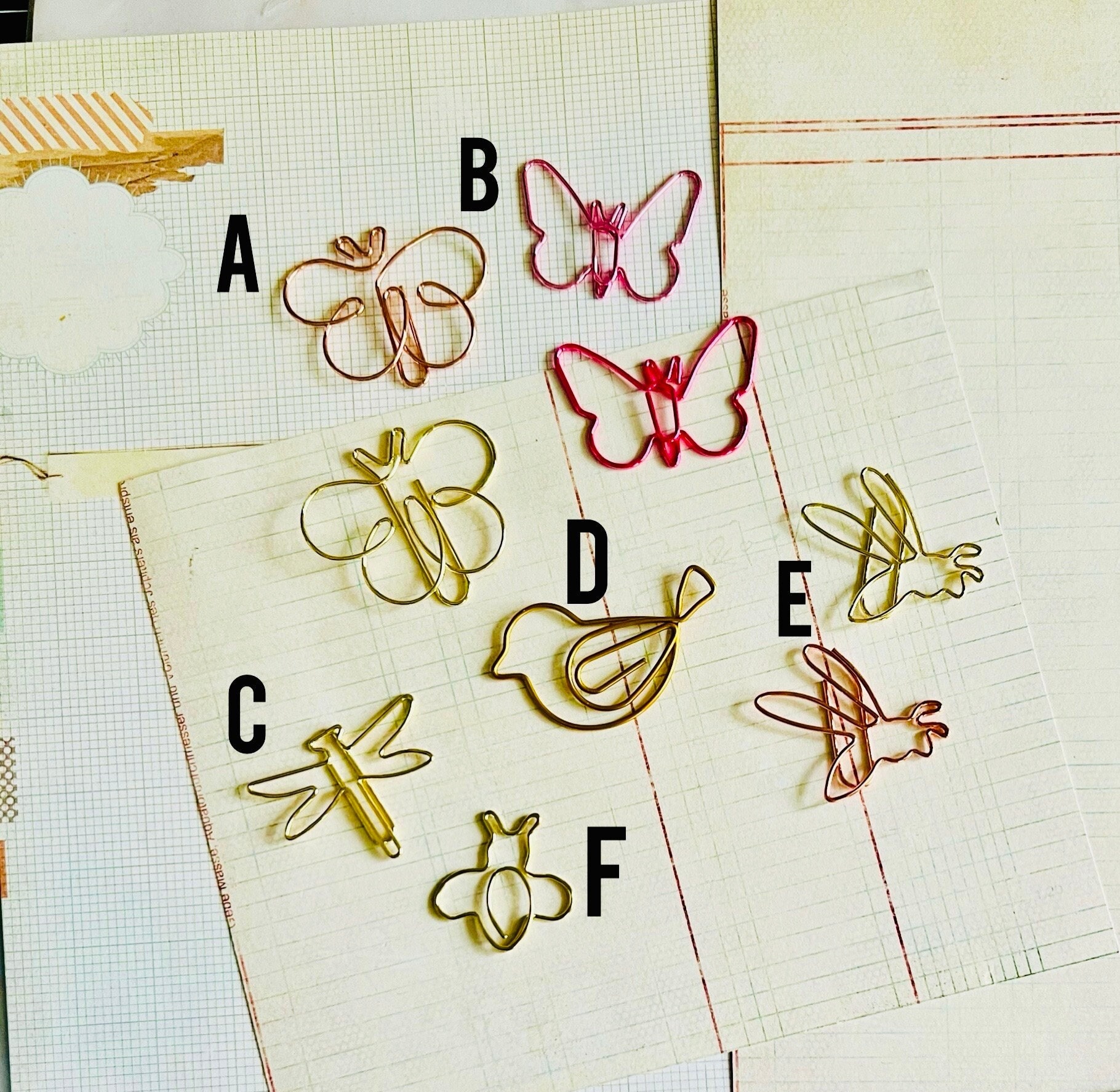 Pink, Rose, Gold, Metal, Butterfly, Bird, Bee, Dragonfly, Paperclip ...