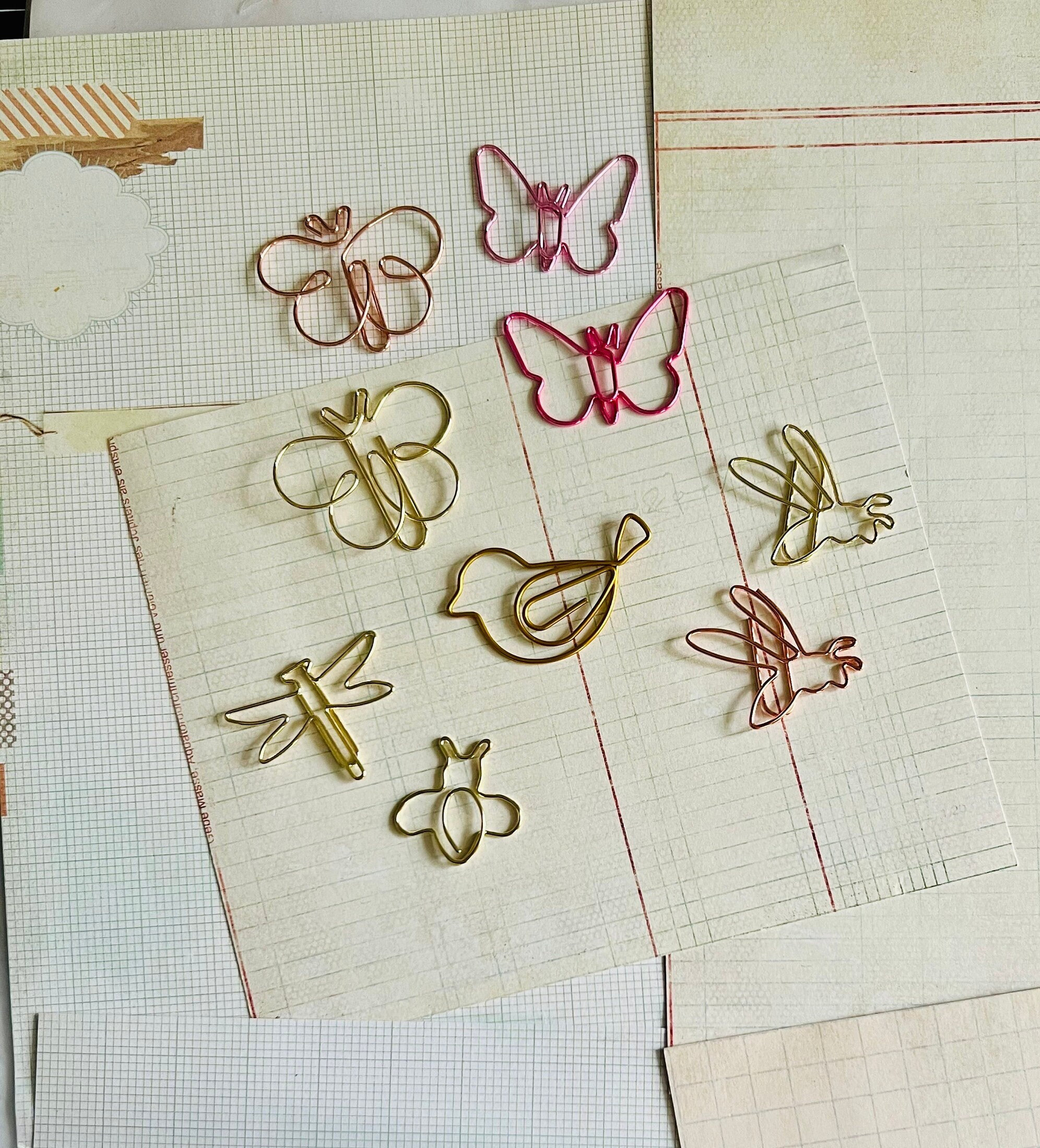 Pink, Rose, Gold, Metal, Butterfly, Bird, Bee, Dragonfly, Paperclip ...